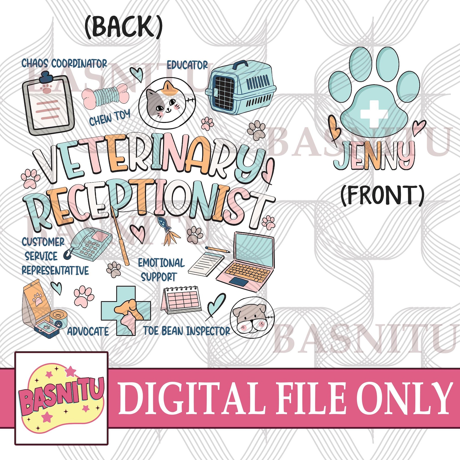 Veterinary Receptionist Digital Png File for Shirt, Veterinarian Png ...