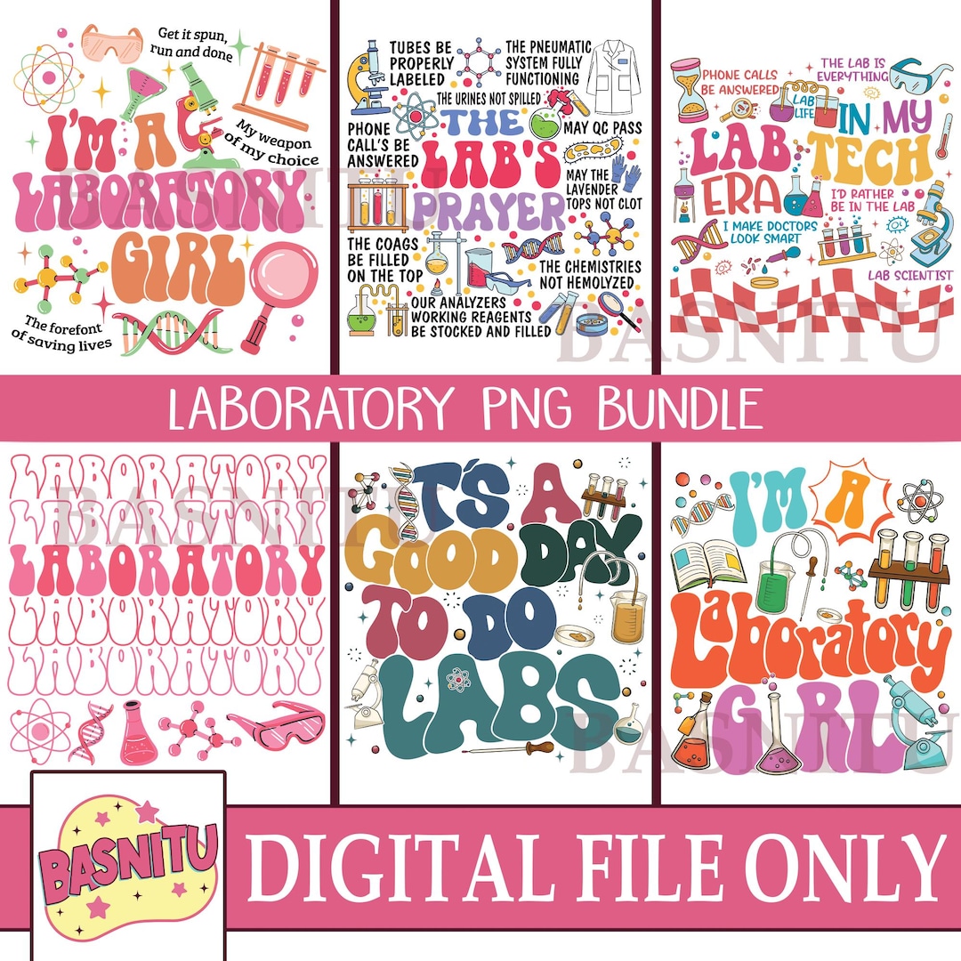 Laboratory Bundle Digital Png File for Shirt, Bundle Png, Medical Lab ...