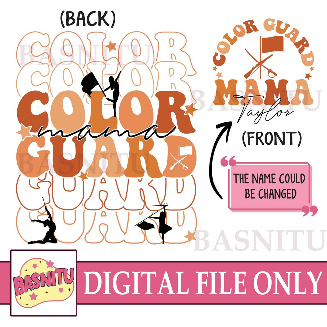 Color Guard Mama Digital Png File for Shirt, Orange Color Guard, Color ...
