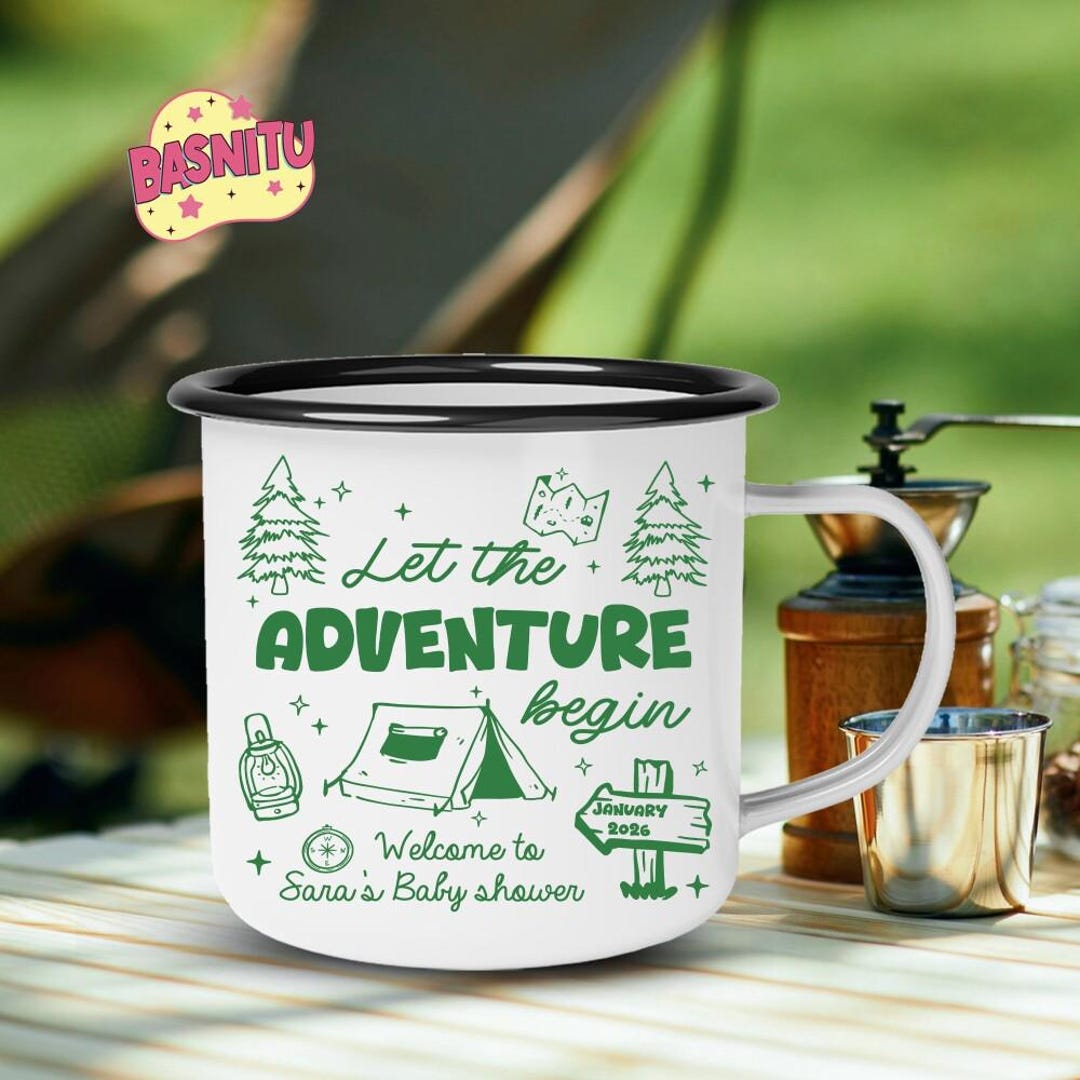Custom Camping Mug, Let the Adventure Begin Mug, Camping Baby Shower ...