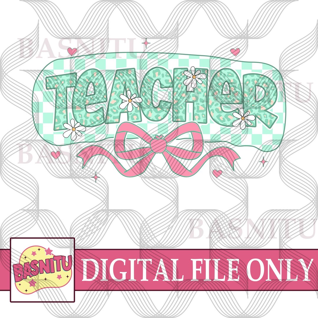 Coquette Teacher Digital Png File for Shirt, Bow Teacher Png, Varsity ...