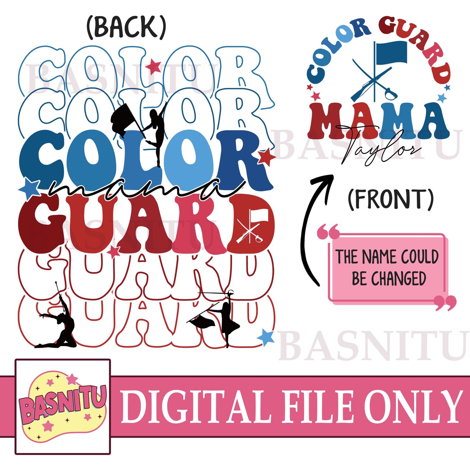 Color Guard Mama Digital Png File for Shirt, Navy Blue Maroon Color ...