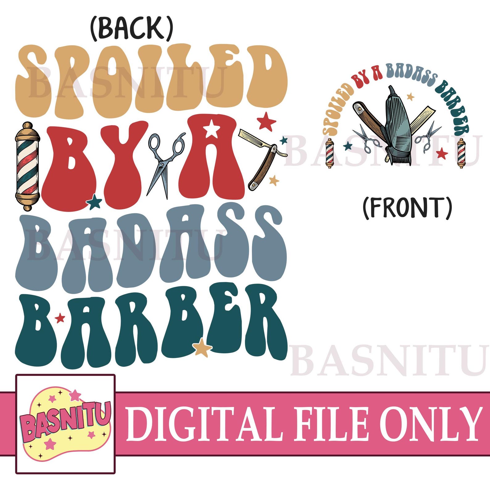 Spoiled by A Badass Barber Digital File Png for Shirt, Barber Png, Barber Wife Png, Funny Png ...