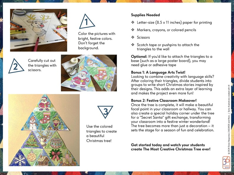 CHRISTMAS TREE. Collaborative Coloring Project poster Grades K6 - Etsy