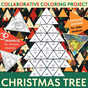 CHRISTMAS TREE. Collaborative Coloring Project poster. Grades 7 and Up ...