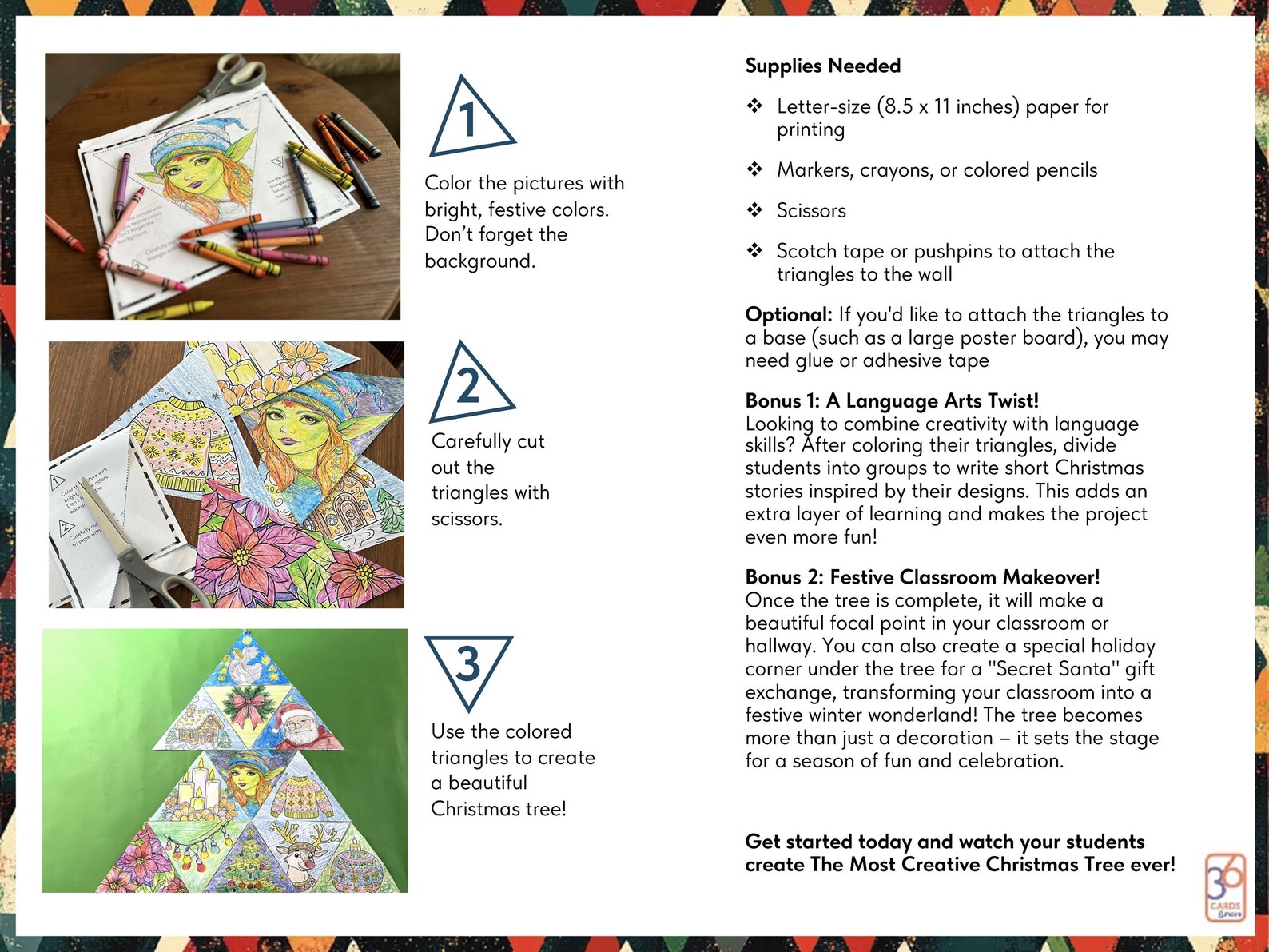 CHRISTMAS TREE. Collaborative Coloring Project poster. Grades 7 and Up ...