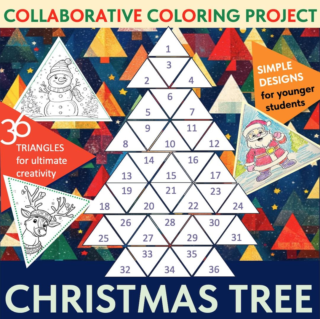 CHRISTMAS TREE. Collaborative Coloring Project poster Grades K6 - Etsy
