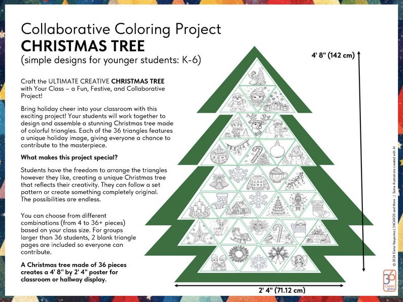 CHRISTMAS TREE. Collaborative Coloring Project (poster) Grades K–6 - Etsy