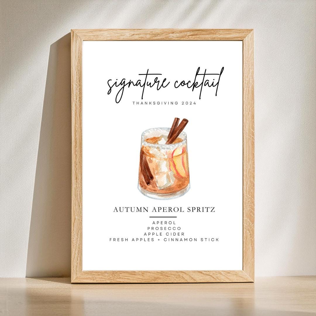 Thanksgiving Bar Sign | Signature Drinks | Signature Cocktail Sign ...