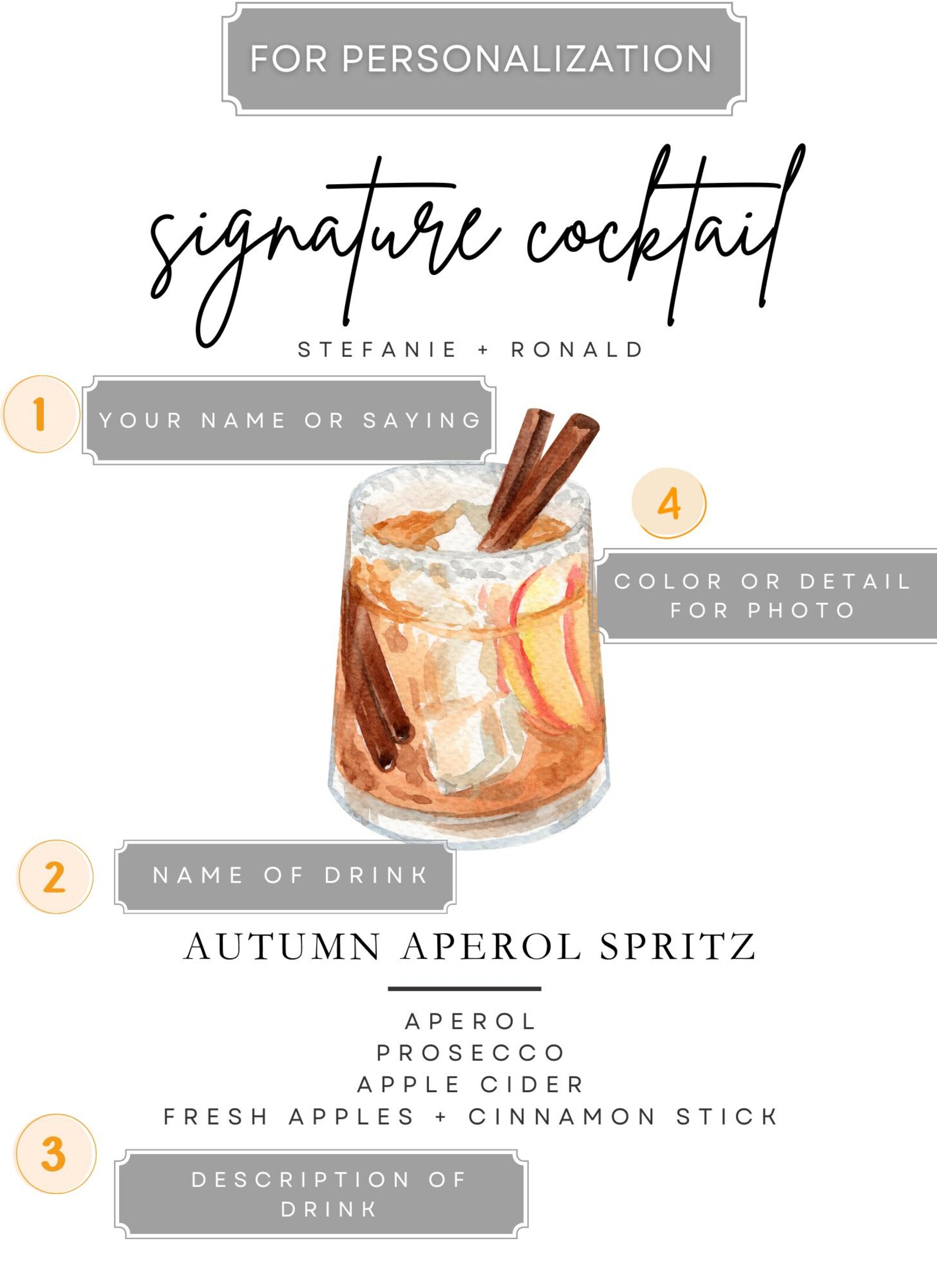 Signature Drinks Bar Menu Sign Printed Signature Cocktail Sign ...