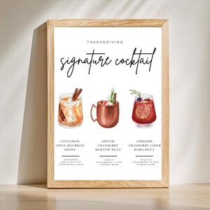Thanksgiving Bar Sign | Signature Drinks | Signature Cocktail Sign ...