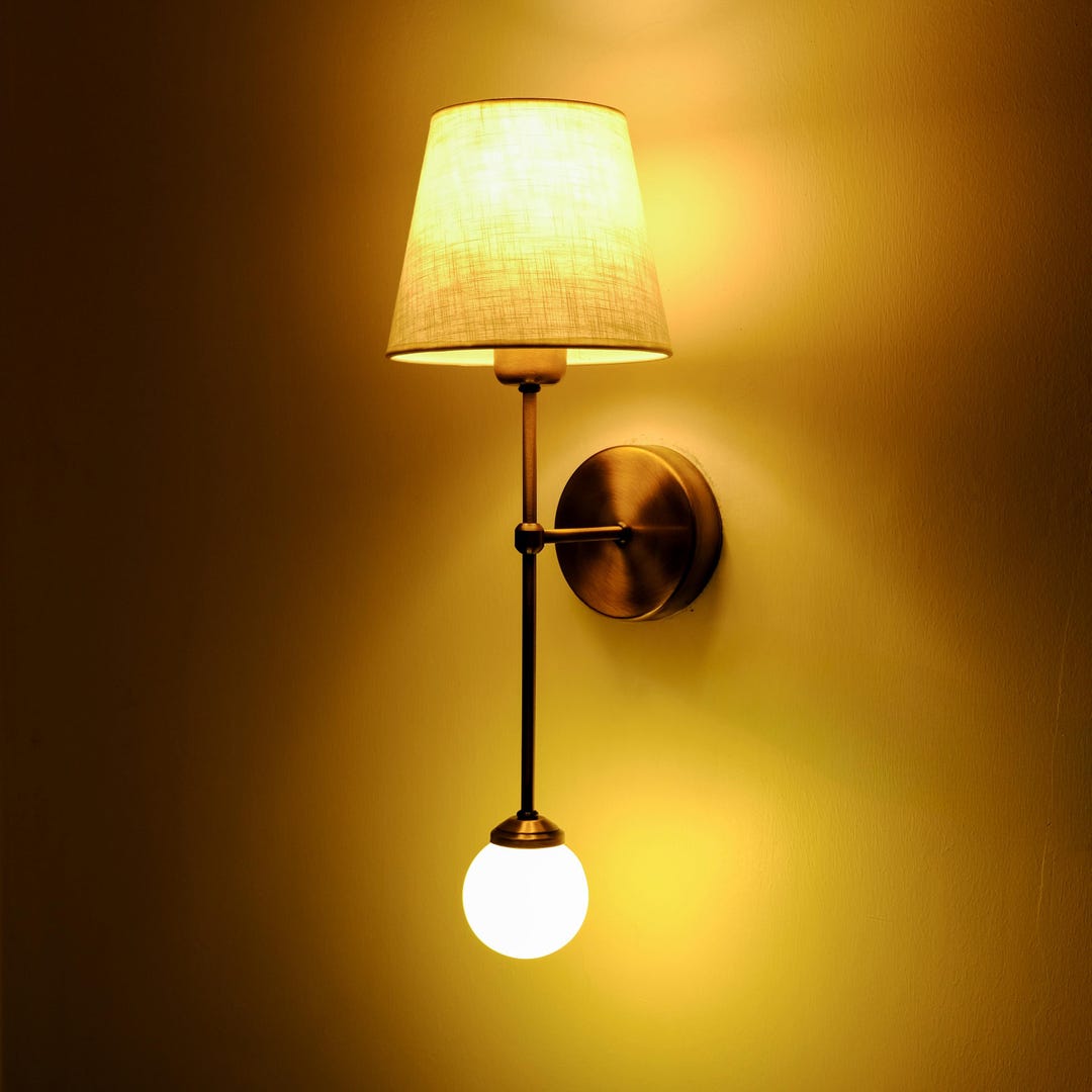 White Glass Globe Wall Lamp, Classic Wall Sconce for Bedroom, Modern ...