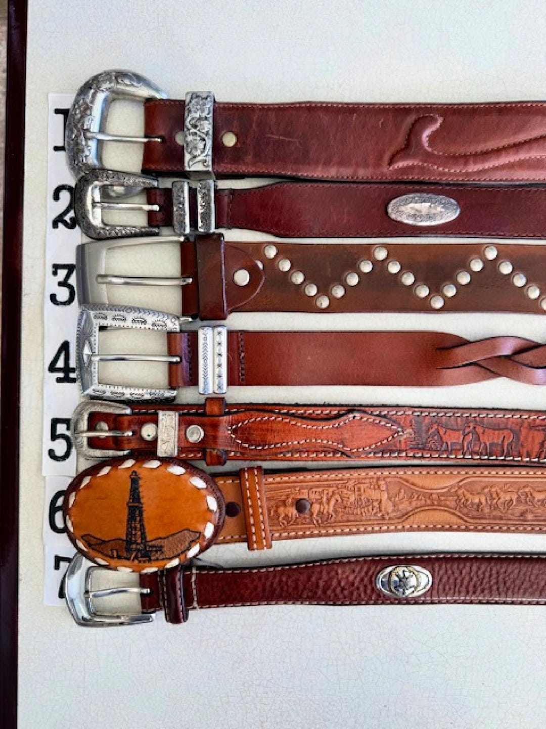 Vintage Western Belt Brighton Textan Fossil Brown Leather Large Sizes ...