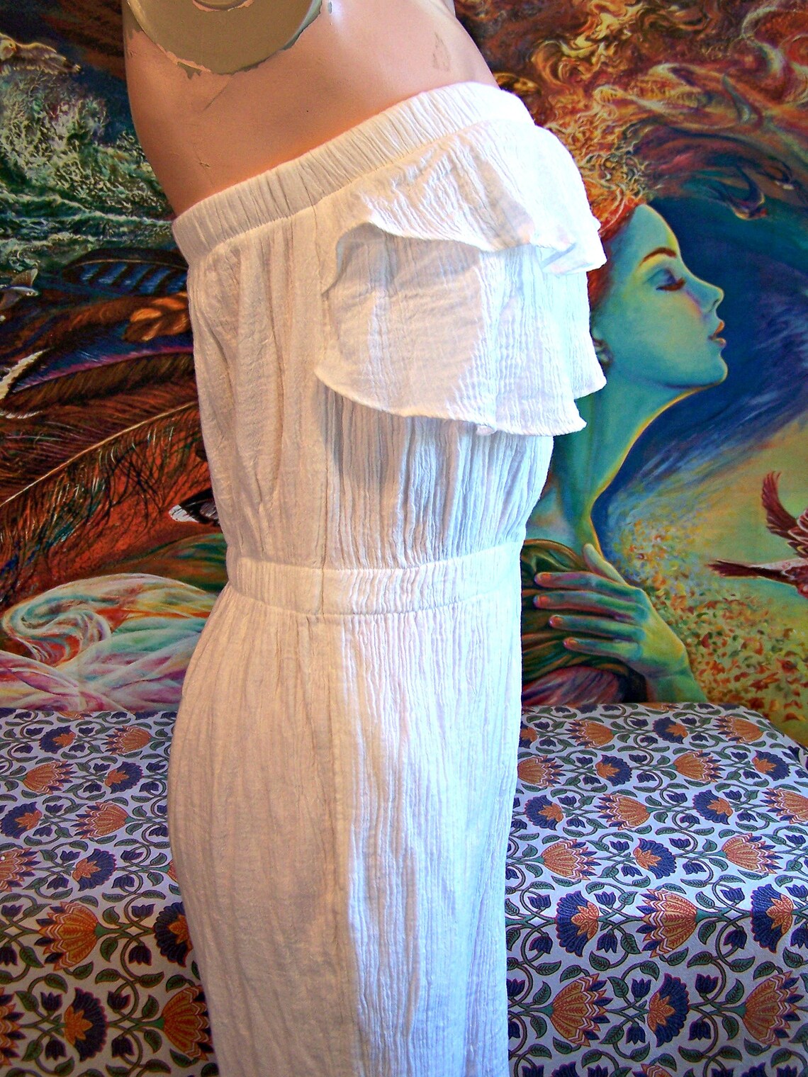 70s Romper White Gauzy Strapless Summer Sunsuit Size L - Etsy