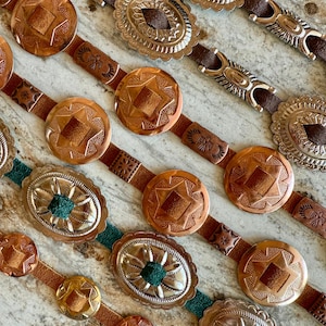 Handmade Concho Belt: Silver, Copper & Suede - Etsy