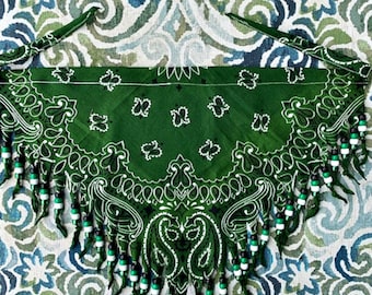 Bandana Western Scarf Cowgirl Beaded Fringe Rodeo Neckerchief Handmade ...