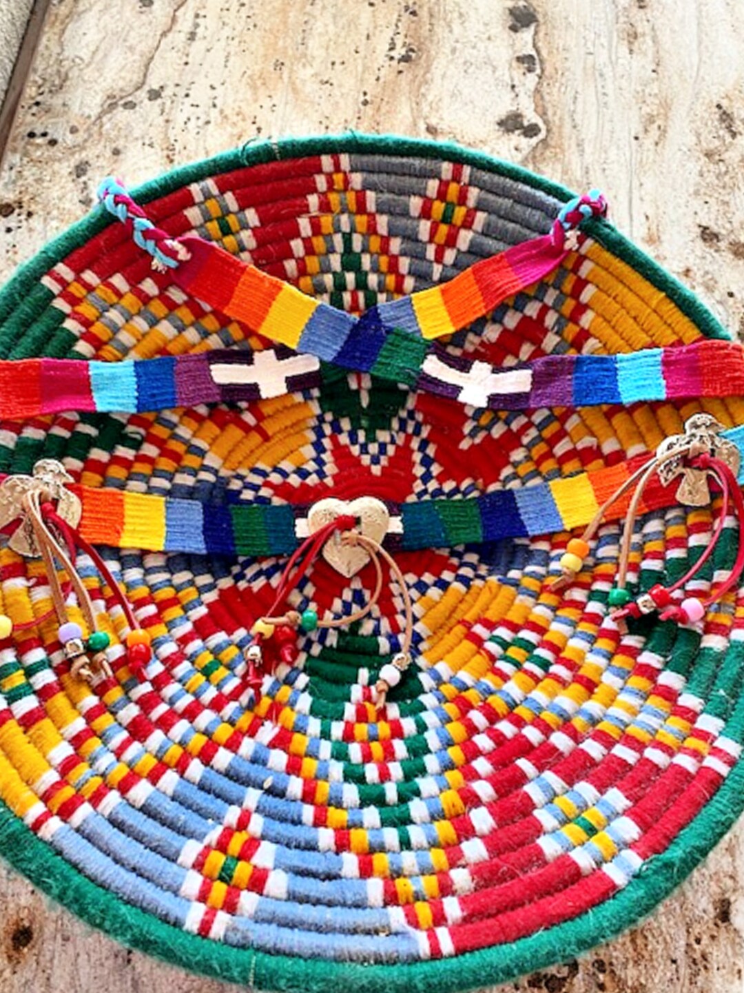 Guatemalan Concho Belt Handmade Colorful Woven Cotton, Hearts Birds ...