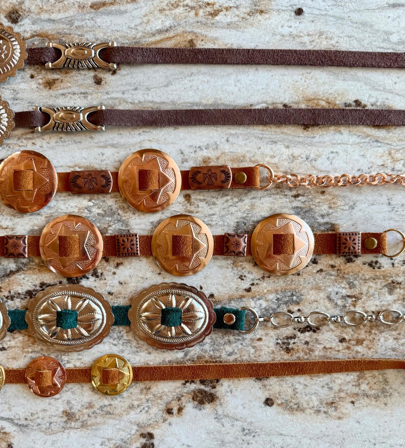 Handmade Concho Belt: Silver, Copper & Suede - Etsy