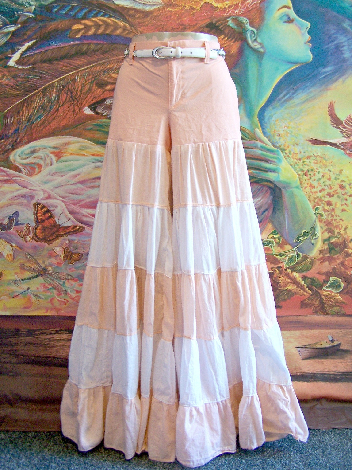 Palazzo Pant Gypsy Hippie Wide Leg Tiered Gaucho Flow Pant Etsy