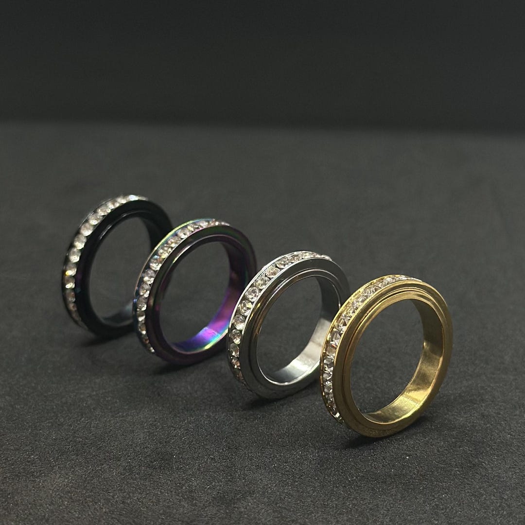 Anti Stress Fidget Ring Gold | Minimalist Ring | Rotating Ring | Fidget ...