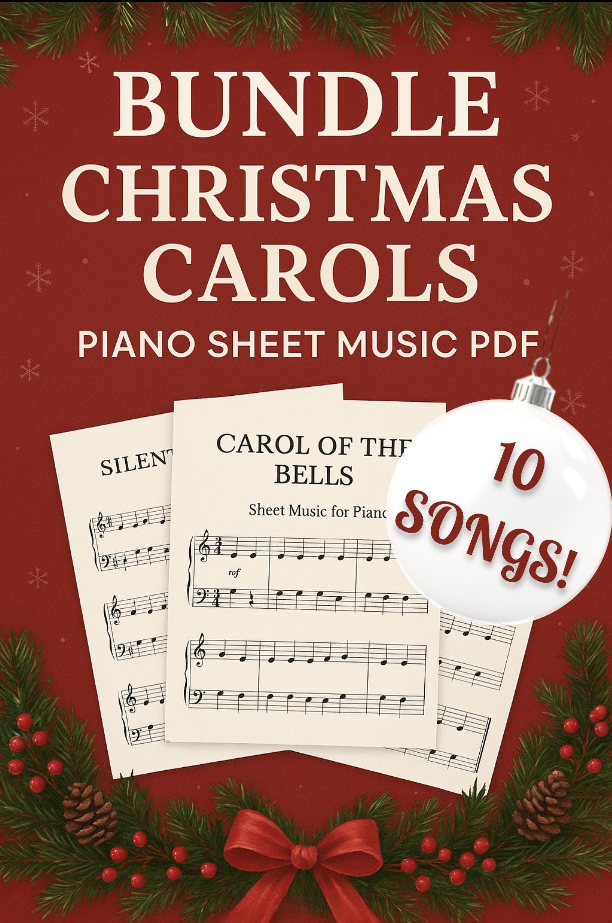 Christmas Carols Bundle (10 Songs) - Digital Piano Sheet Music (PDF ...