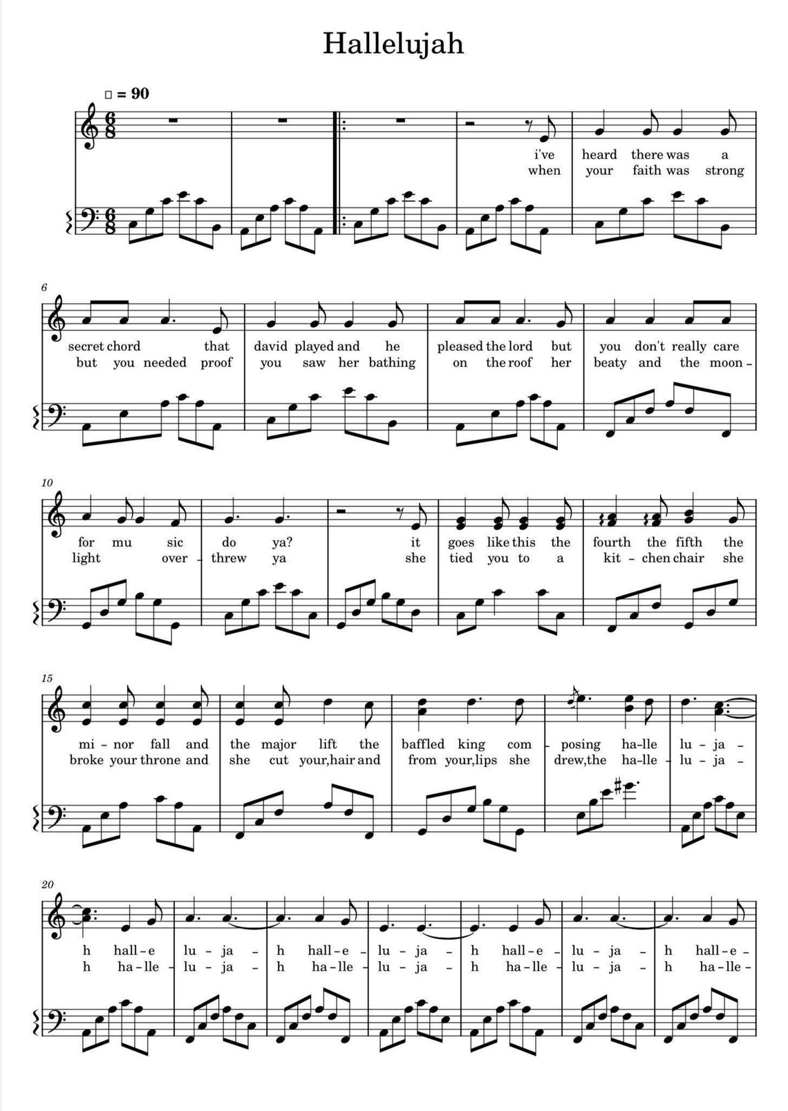 Hallelujah (piano Sheet Music) PDF - Etsy