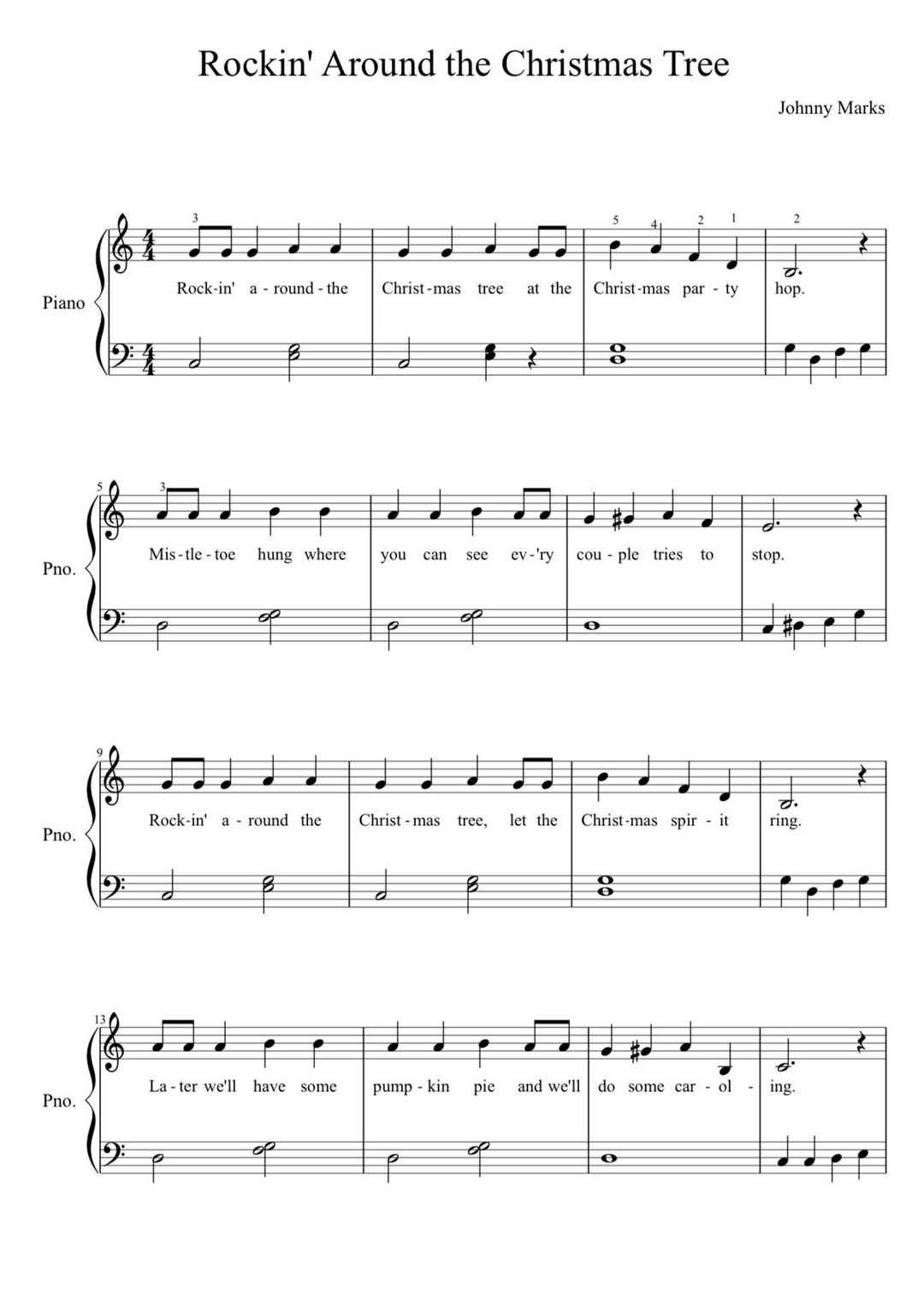 Rockin’ Around the Christmas Tree Piano Sheet Music PDF Christmas ...