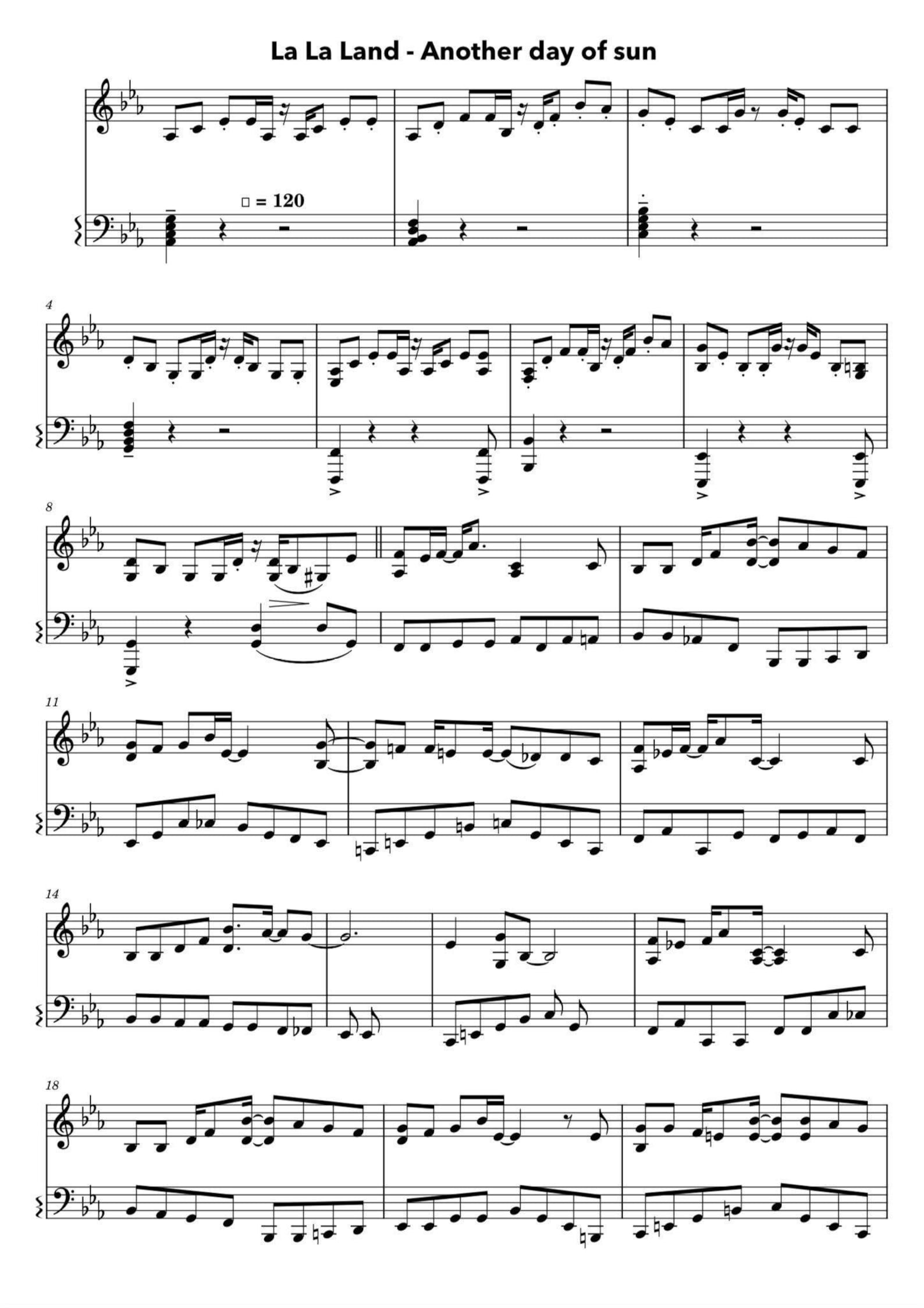 La La Land – Another Day of Sun Piano Sheet Music PDF | Musical Digital ...