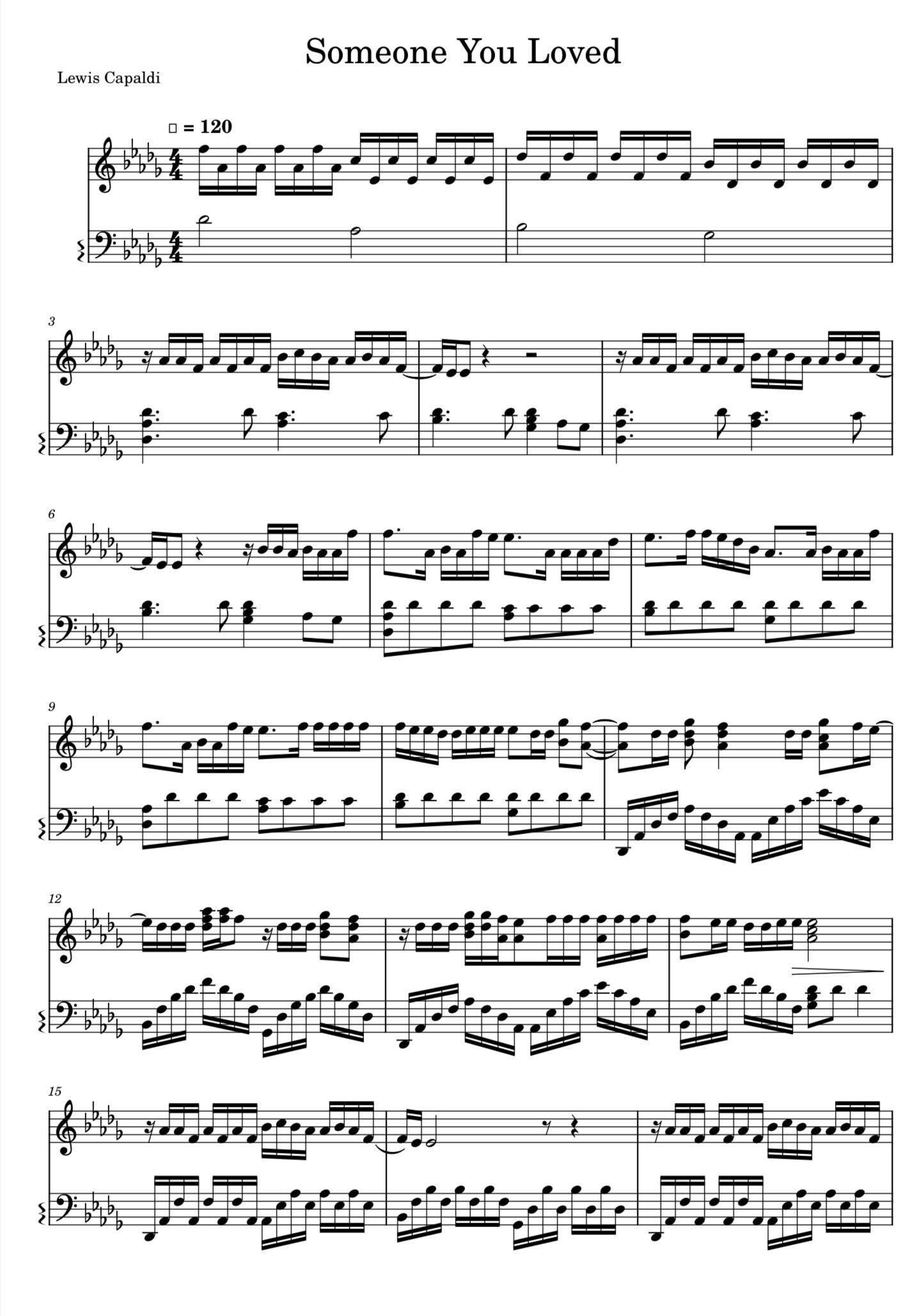 Lewis Capaldi - Someone You Loved (piano Sheet Music) PDF - Etsy