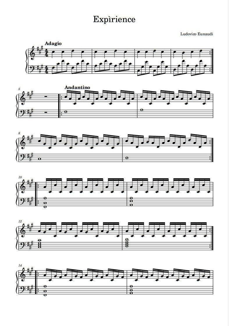 Experience – Ludovico Einaudi Piano Sheet Music PDF | Intermediate ...