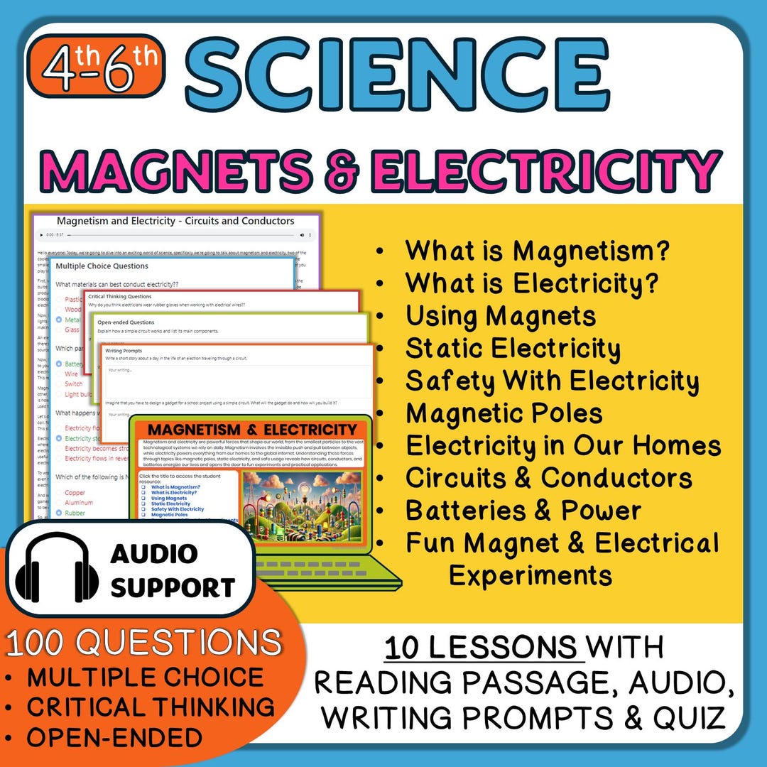 SCIENCE Magnetism and Electricity Reading Passages With Audio Support ...