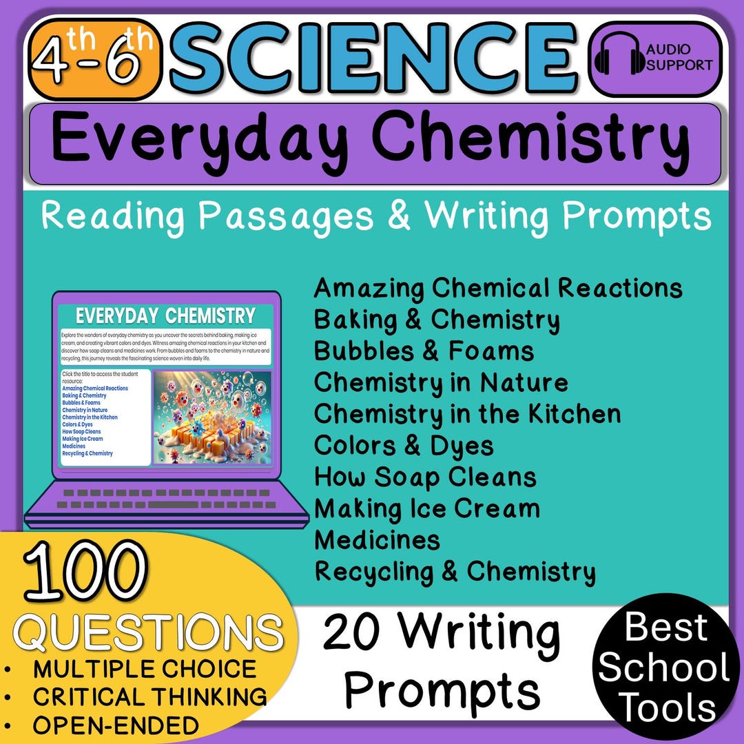 SCIENCE Everyday Chemistry Reading Passages With Writing Prompts ...