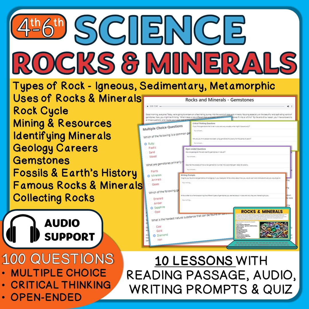 SCIENCE Materials Rocks Minerals and Gems Mining Fossils Reading ...