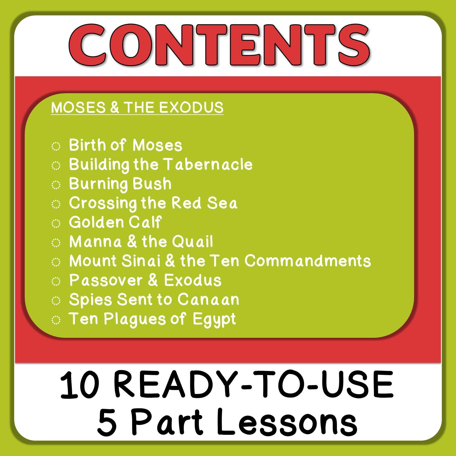 BIBLE STORIES Moses Exodus Ten Commandments Passover Birth of Moses ...