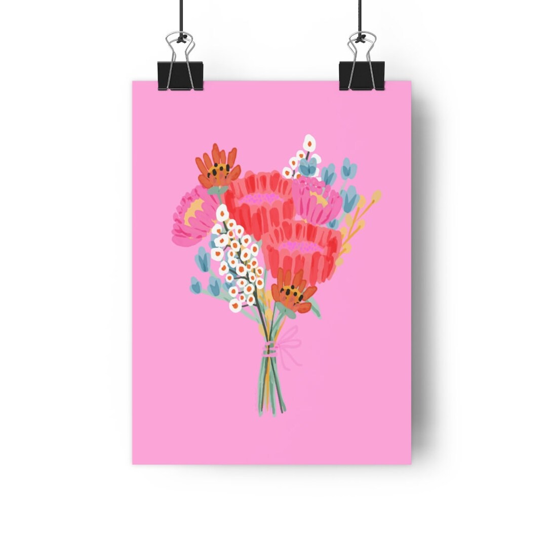 Fun & Vibrant Floral Bouquet Art Print - Etsy