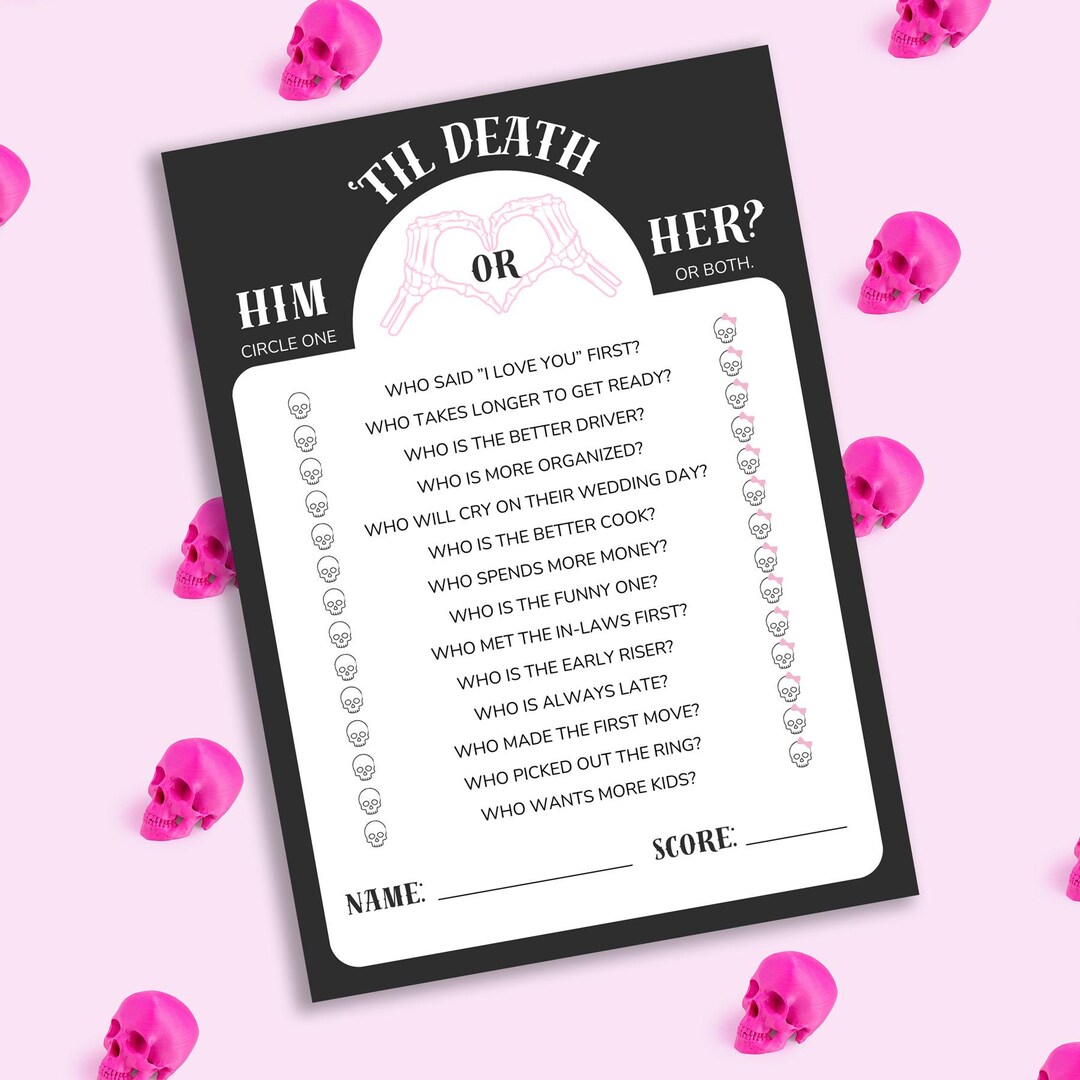 Him or Her - Editable and Customizable Bridal Party Game Template ...