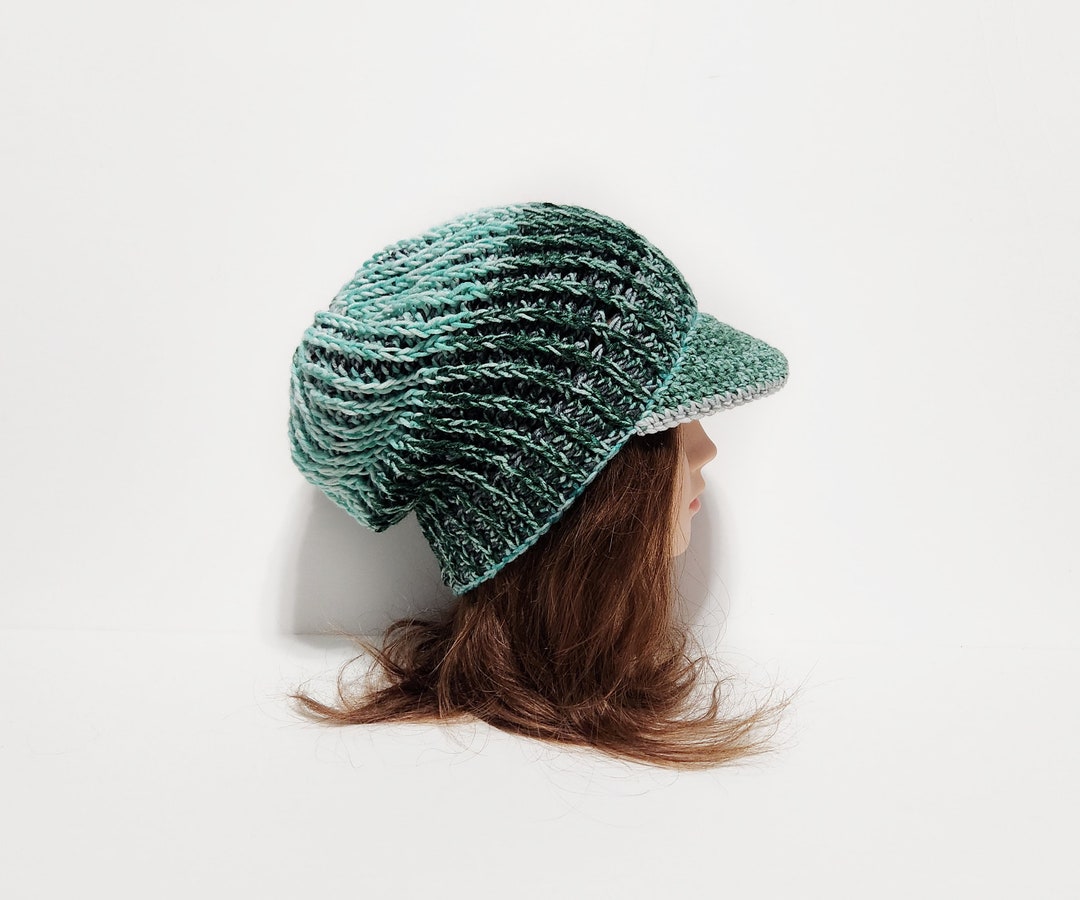 Newsboy Cap, Women's Hat, Tunisian Crochet Hat for Women, Visor Cap ...
