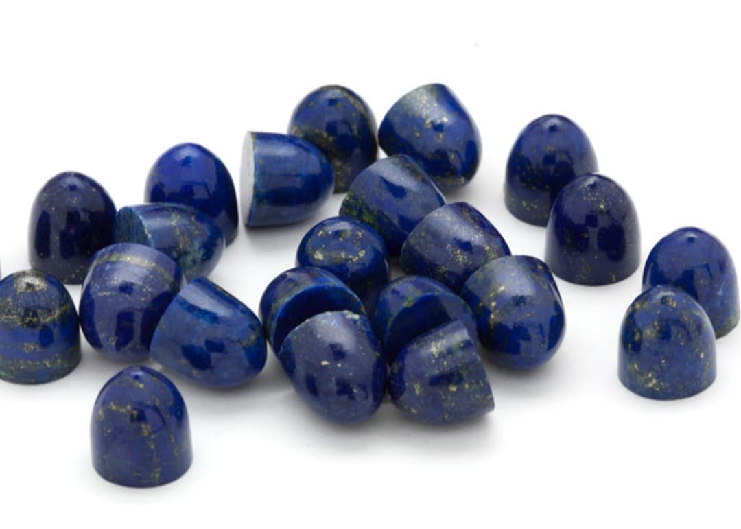 Bullet Shaped Lapis Lazuli Cabochons // 10mm X 10mm Round With Golden ...