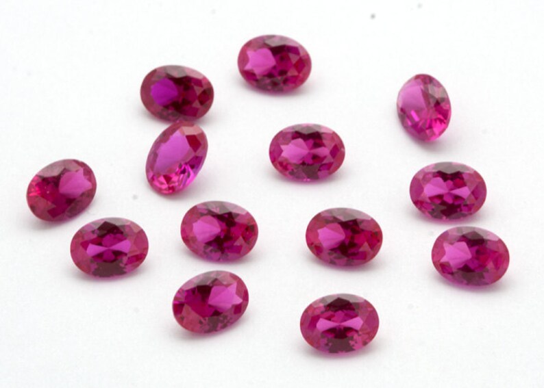 6mm X 8mm Faceted Oval Lab Created Gemstones Corundum Rose Red - Etsy