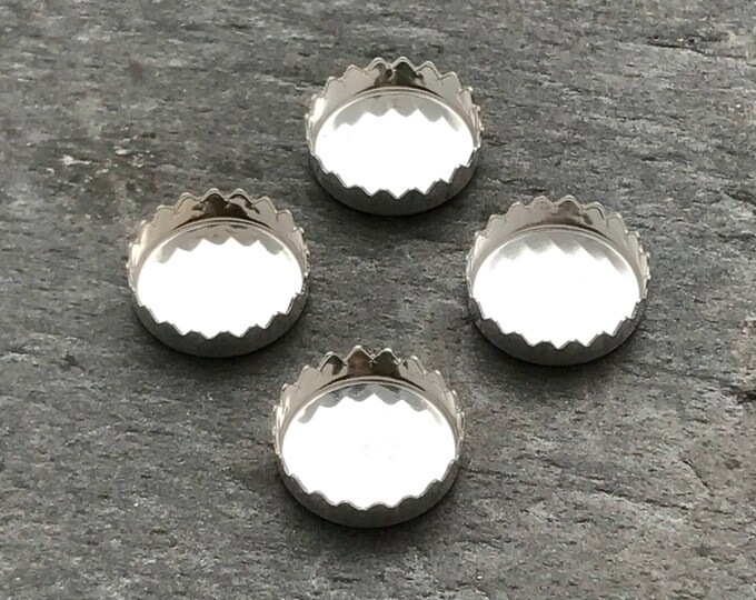 Sterling Bezel Cups 8mm FOUR 8mm Round Serrated Sterling | Etsy