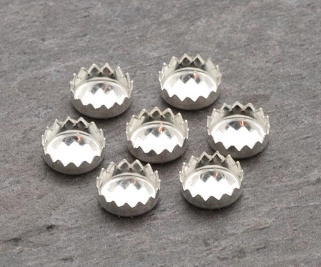 3mm Serrated Silver Bezel Cups | 4 Round Bezel Cups for 3mm Cabochons ...