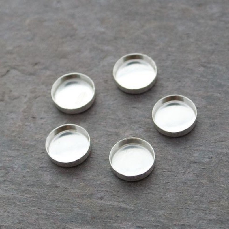 Round Sterling Silver Bezel Cups 5mm | FOUR 5mm Round Silver Bezel Cups ...