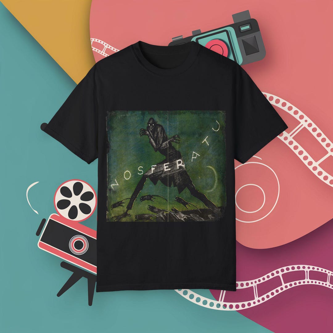 Nosferatu Graphic Tee Shirt, Vintage Retro Horror Vampire Movie Apparel ...