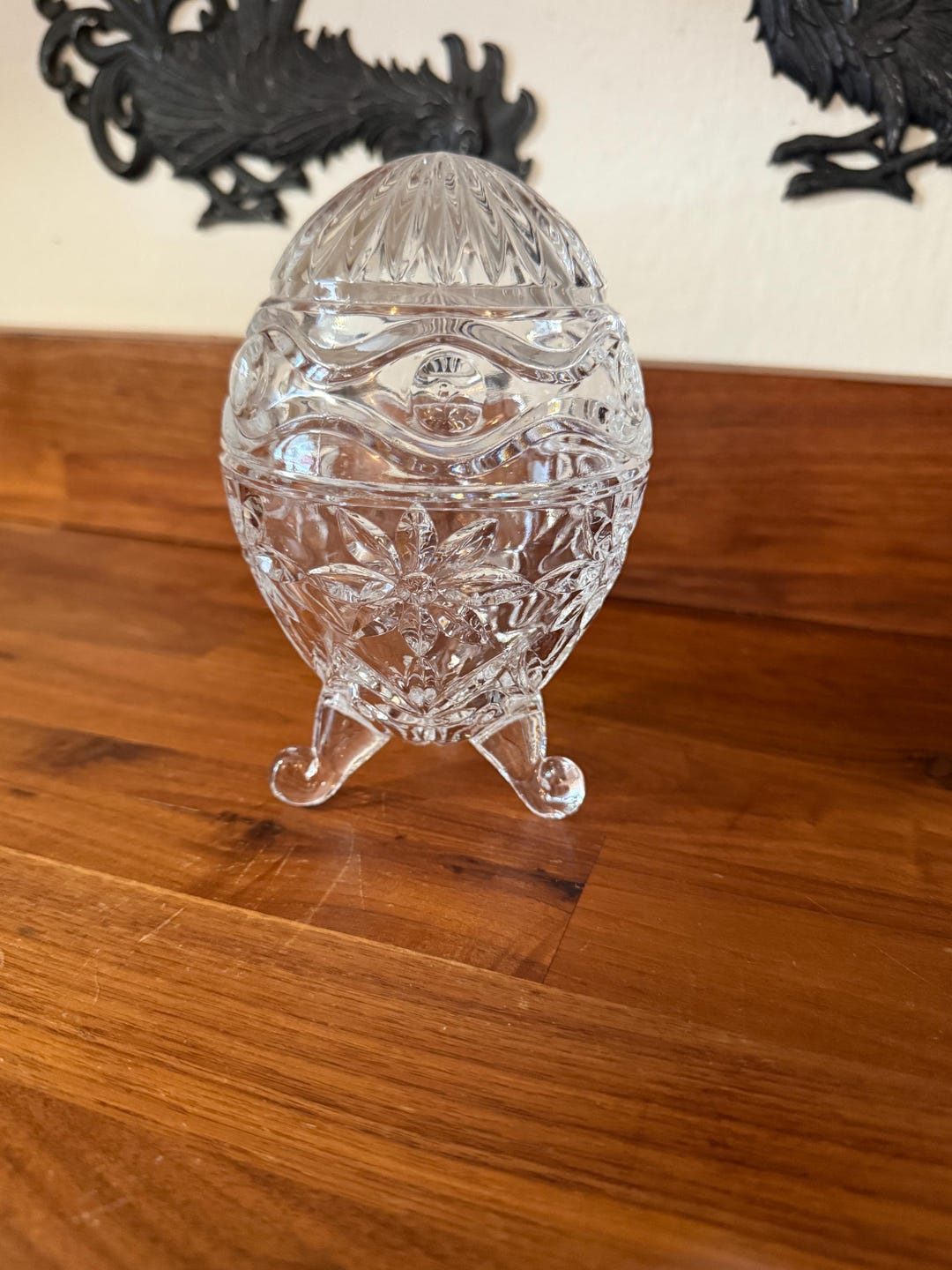 Vintage Fifth Avenue Alexandra Cut Crystal Footed Egg Shaped Candy Dish ...