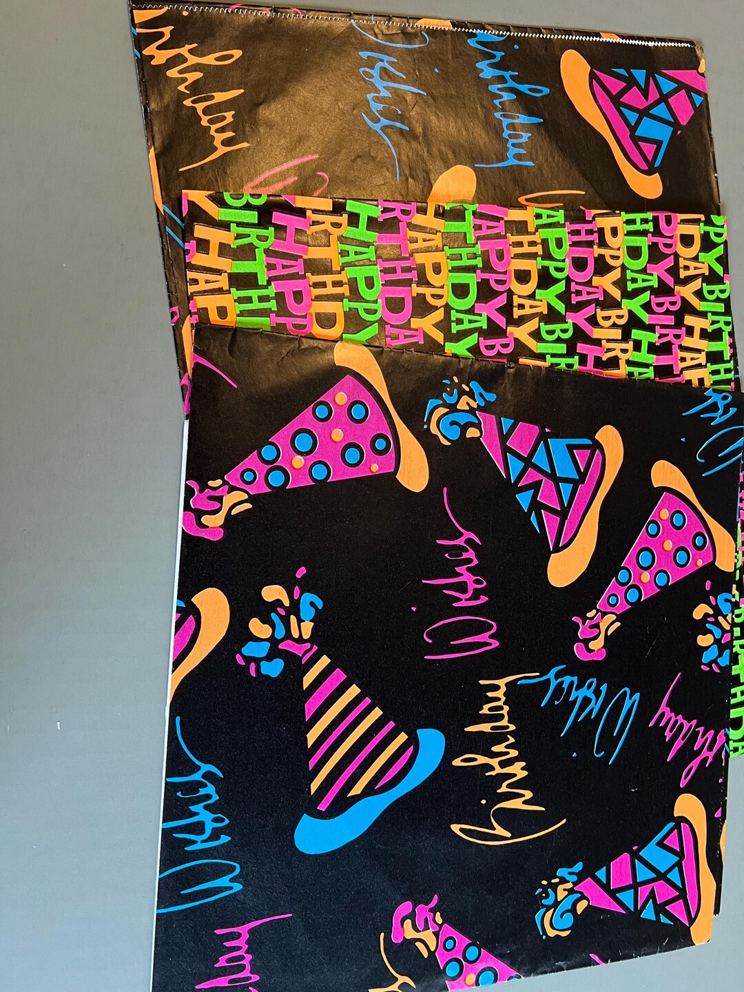 Bundle of 1990s Day Glow Wrapping Paper. Vintage Birthday Gift Wrap - Etsy