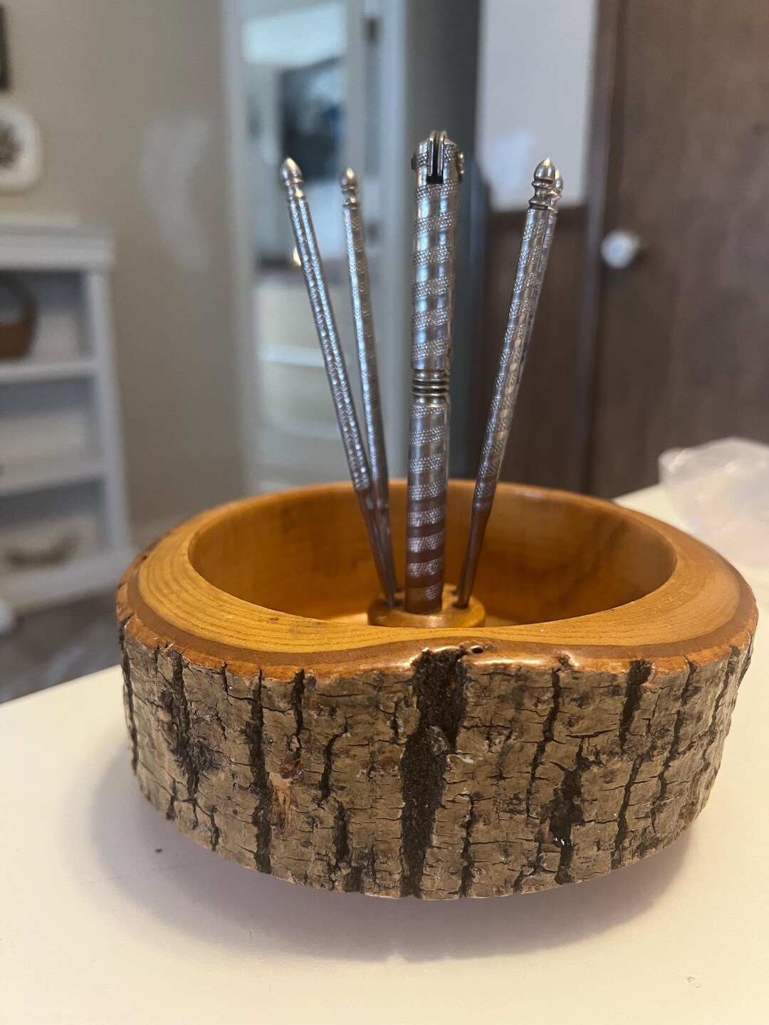 Mid-century Modern Tree Bark Nut Bowl With Tools. - Etsy
