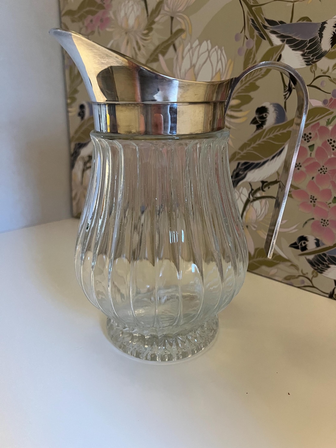 Godinger Vintage Glass Pitcher With Silver Plated Handle and Spout. 40 ...