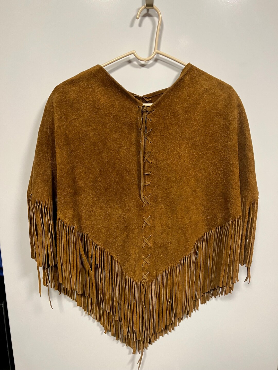 Beautiful Suede Poncho With Fringe. Leather Poncho Hippie, Boho Western ...