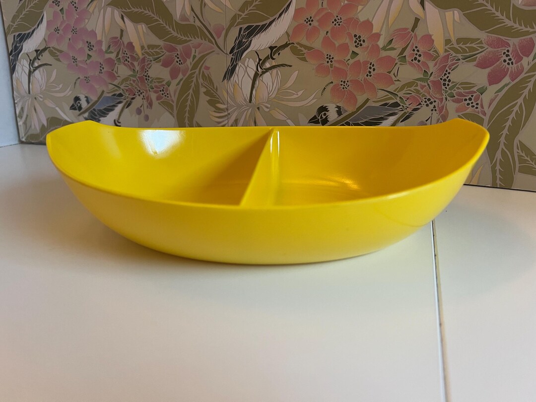 Vintage Oneida Bright Yellow Melamine Divided Serving Bowl - Etsy