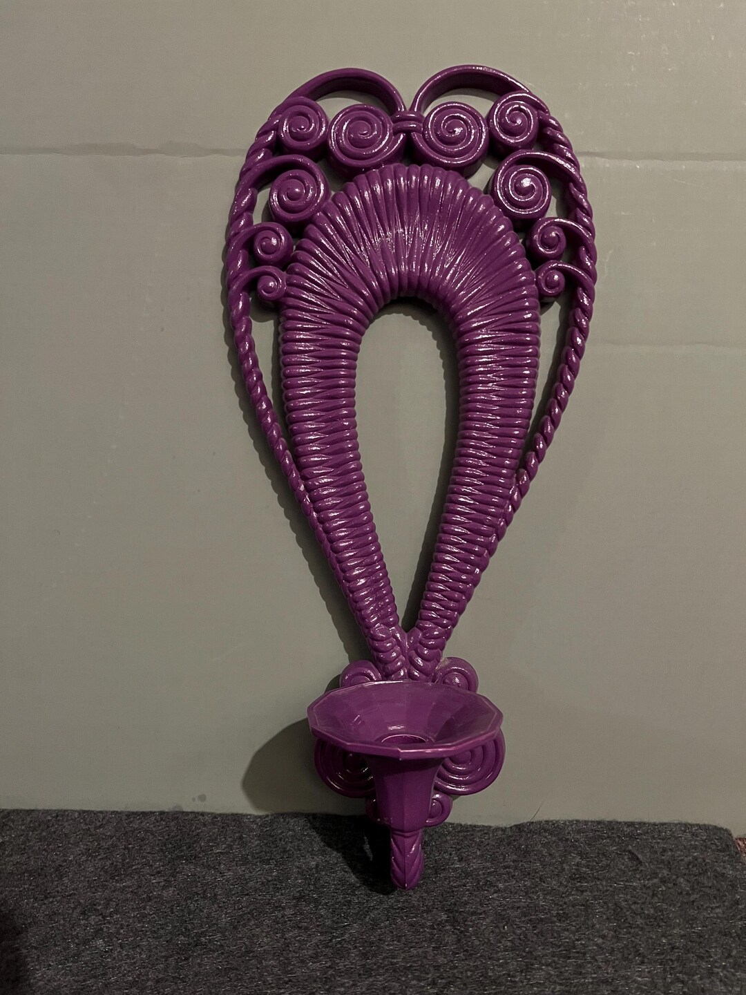 Vintage Plastic Faux Wicker Sconce. Painted Purple. Very Good Condition ...